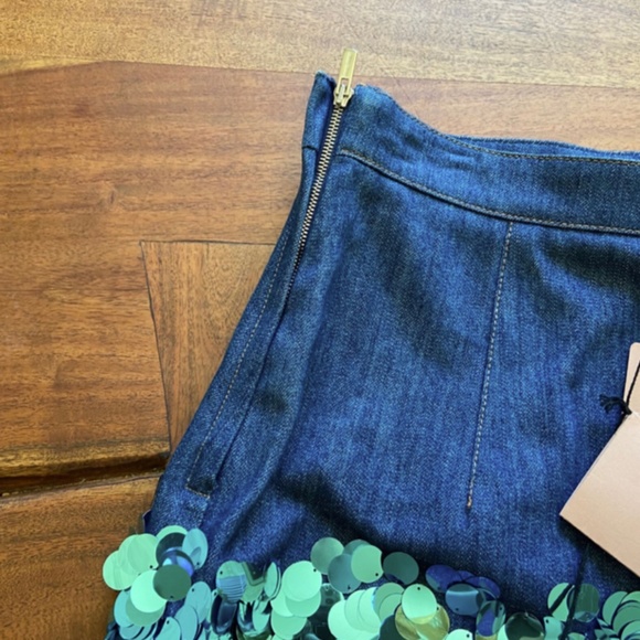 Miu Miu | Skirts | Miu Miu Sequin Embroidered Denim Skirt In Blue ...
